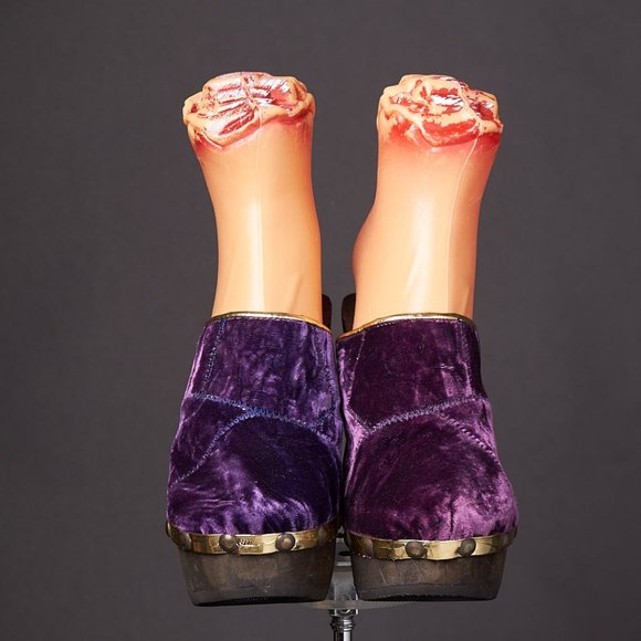 Vintage | Shoes | 97s Purple Velvet Platform Mules Heels Shoes | Poshmark